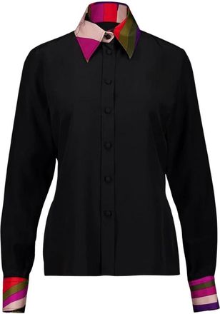 Pucci Femme, Blouses et Chemises, Noir, Taille: 38 FR Chemise en soie avec col et poignets imprim&eacute;s