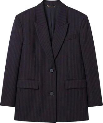 Twentyfourhaitch Giacca monopetto Oversize Tessuto gessato - Femme - Vestes - Bleu - Taille: 44 FR