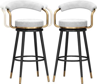 Generic Samt-Barhocker, Thekenh&ouml;he, 360&deg; drehbare Barhocker mit R&uuml;cken- und Fu&szlig;st&uuml;tze, K&uuml;chen-, Pub-, Caf&eacute;-, ESS- und K&uuml;cheninsel-Barhocker, 136 kg