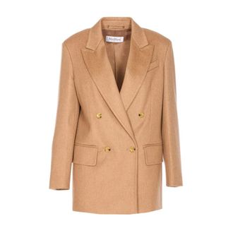 Max Mara Braune Doppelreiher-Jacke mit Klappentaschen - - Jackets - Damen - Braun - 2XS