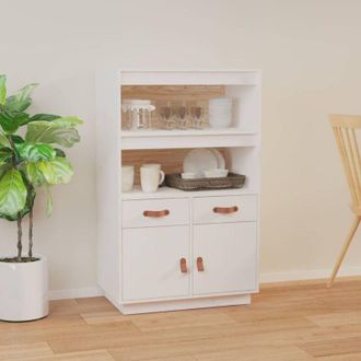 vidaXL Highboard Wei&szlig; 67x40x108,5 cm Massivholz Kiefer - Vidaxl