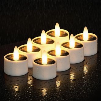 HL Solar Teelichter für Außen Wasserdicht,Flammenlose Solarkerzen,Solar licht outdoor Dusk To Dawn solarlichter Wiederaufladbar LED Flackernd für Garten 