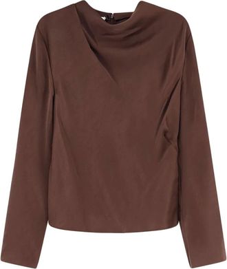 Vince Blouse &agrave; col drap&eacute; - Femme - Blouses et Chemises - Brun - Taille: 40 FR