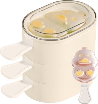 Generic Wiederverwendbare Formen für Eis am Stiel in Entenform mit Deckel, hausgemachte Eisformen, lebensmittelecht, spülmaschinenfest, PBA-frei (3, Elfenbein