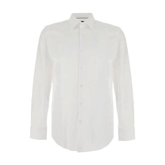 HUGO BOSS Homme, Chemises, Blanc, Taille: 4XL Chemise blanche &agrave; col pointu et manches longues en coton pour homme
