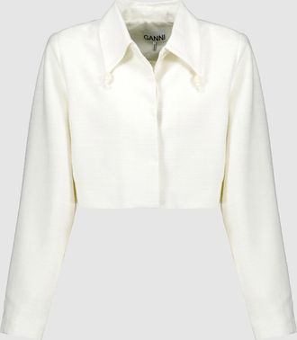 Ganni Veste Courte &Eacute;cru