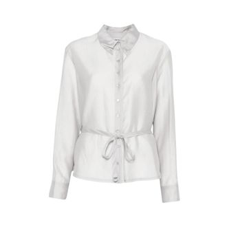 Low Classic Transparente- geraffte Bluse - - Blouses & Shirts - Damen - Grau - L