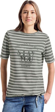 Cecil Damen Kurzarmshirt mit Streifen strong khaki S