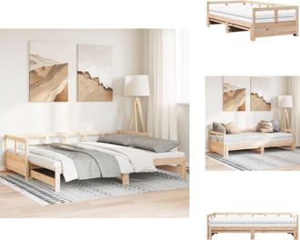 vidaXL Tagesbett Ausziehbar mit Matratzen 80x200 cm Massivholz Kiefer - Ausziehbares Tagesbett - Ausziehbare Tagesbetten - Tagesbett Ausziehbar