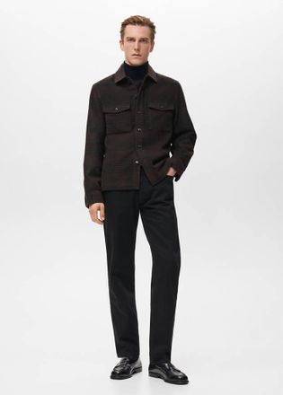 Mango Kariertes Overshirt aus Wollgemisch braun - Herren - XXL - MANGO MAN
