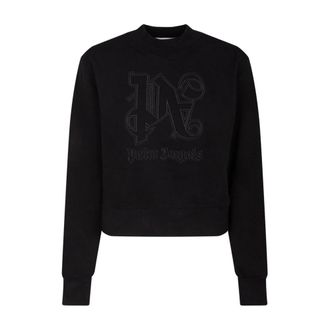 Palm Angels Cropped Sweatshirt mit Logo-Stickereien - - Sweatshirts & Hoodies - Damen - Schwarzk - S