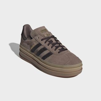 adidas Sneaker ADIDAS ORIGINALS GAZELLE BOLD, Damen, Gr. 40,5, earth strata, aurora coffee, gold metallic, Leder, Schuhe Sneaker, Topseller