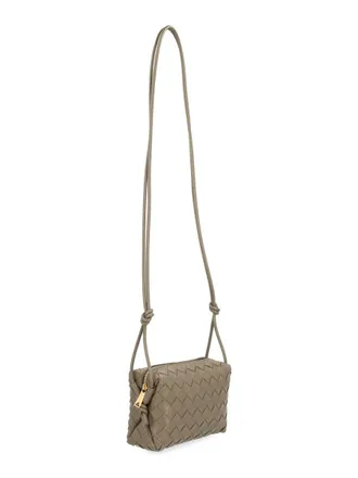 Bottega Veneta Womens Camera Bag Loop Mini Beige Lamb Leather Shoulder