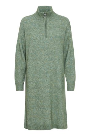 Fransa FRSanny Damen Strickkleid Feinstrickkleid Kleid mit Troyerkragen Rippbündchen Regular fit, Größe:XL, Farbe:Laurel Wreath Melange (1760091)