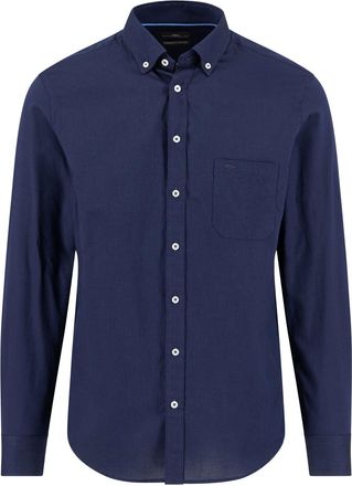 Fynch-Hatton Hemd aus Baumwolle mit Strukturmuster und Button-Down-Kragen Navy/XL