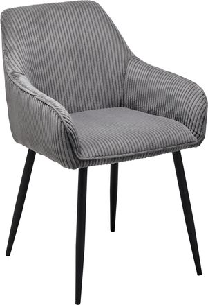 MID.YOU Mid.you Armlehnstuhl Cord, Grau, Schwarz, Metall, Textil, Rundrohr, 56x83x62 cm, inklusive Armlehnen, Stühle