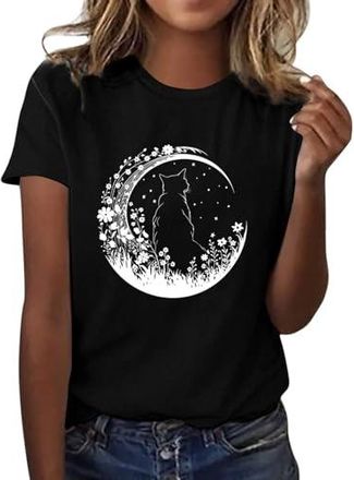 Generic T-shirt graphique &agrave; manches courtes pour la Saint-Valentin 2026 pour femme avec imprim&eacute; coeur, Noir, XXL