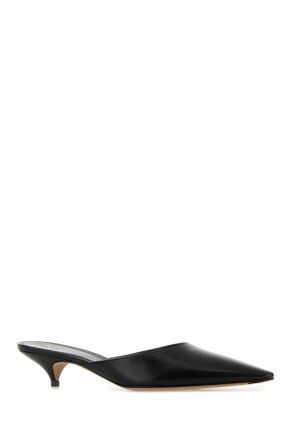 The Row Womens Black Leather Lisa Mules Scarpe Con Tacco