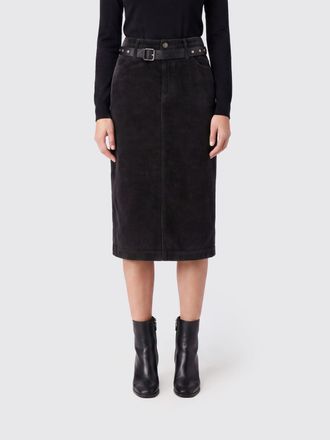 Pinko Jupe crayon midi en velours c&ocirc;tel&eacute; &agrave; taille haute et fente arri&egrave;re