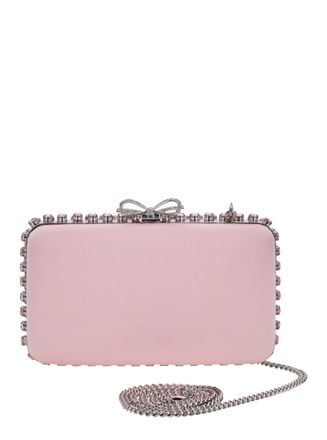 Self Portrait Womens Clutch Bag Pink Satin