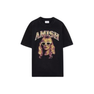 Amish Homme, Tops, Noir, Taille: S Long Hair Marmo Broken Muscle Tee