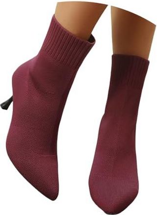 Generic 2026 Europe et &Eacute;tats-Unis Commerce ext&eacute;rieur pour &eacute;pais avec t&ecirc;te ronde bottes apr&egrave;s sangle mod&egrave;les classiques cheville courte (4), bordeaux, 38.5 EU