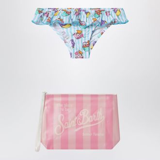 MC2 Saint Barth Hellblaue gestreifte Badehose mit Tasche