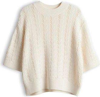 OPUS Pudy Pullover mit Rundhalsausschnitt und kurzen &Auml;rmeln - - Knitwear - Damen - Wei&szlig; - L