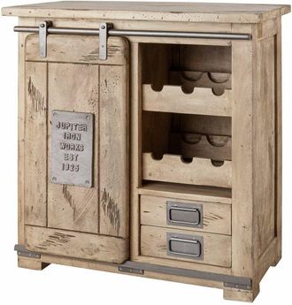 Massivmoebel24 tag&egrave;re &agrave; vin 80x40 Manguier laqu&eacute; blanchi railway 340