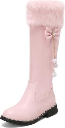 Generic Bottes de neige confortables &agrave; talon plat pour femme - Bout rond - Fermeture &eacute;clair lat&eacute;rale, rose, 40.5 EU