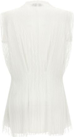 Alberta Ferretti Pleated Tulle with Asymmetrical Knot Tank Top - White