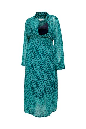 Esprit Damen Dress Maxi nurs ls AOP Kleid, Gr&uuml;n (Teal Green 372), (Herstellergr&ouml;&szlig;e: 36)