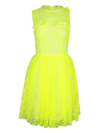 Msgm robe en dentelle &agrave; design sans manches - Jaune