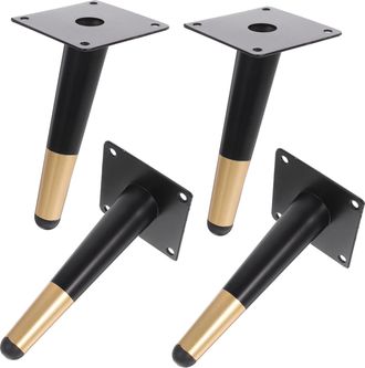 DOITOOL 4 Stück Metallmöbelfüße Höhe Schräge Möbelfüße Schwarz Gold für Couchtisch Kommode Nachttisch DIY Ersatz Beine Stabil und Stilvoll