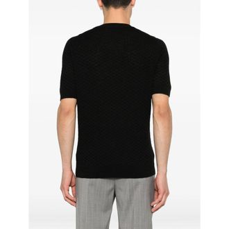 La Fileria Ribbed Knit Cotton-Linen T-Shirt - Black