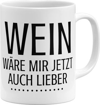 OM3 Wein w&auml;re Mir jetzt auch Lieber- lustige Tasse mit Spruch Weinkenner II - Keramik Becher - 11oz 325ml - Beidseitig Bedruckt - Weiss