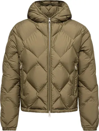 Moncler Moncler Doudoune Courte &Agrave; Capuche Et Matelassage Triangulaire Arvouinne, Femme, Vert, Taille: 00