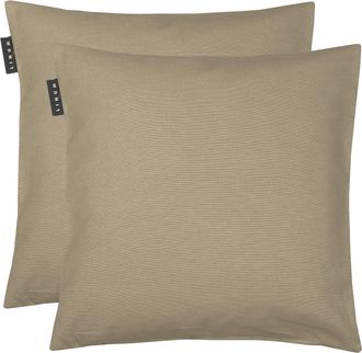 Linum Annabell Elegant Kissenh&uuml;lle 40x40 cm 2er-Pack, 100% Baumwolle, Maschinenwaschbar, Helles B&auml;renbraun