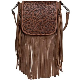 Montana West Sac &agrave; main &agrave; franges western pour femme Sac &agrave; bandouli&egrave;re, A2 - Floral Tooled-Brown, Small
