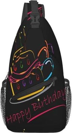 Generic G&acirc;teau DAnniversaire Color&eacute; Sac Poitrine D&eacute;contract&eacute; Sling Bag L&eacute;ger Sac Banane Pour Randonn&eacute;e Shopping Excursion