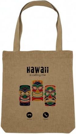 Fabulous Sac Shopping Tote Bag Aspect Lin - Hawaii Is Calling Me Tiki Totem Sun - Sac de Courses Toile Epaisse 360g Beige Naturel Cabas Port&eacute; Epaule Solide Imp