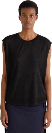 Meimeij Femme, Tops, Noir, Taille: 42 FR Maglia Smanicata Girocollo Dalla Linea Morbida