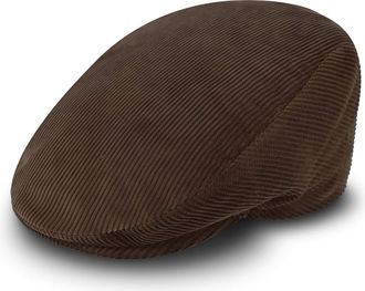 Fiebig Cord Flatcap für Damen & Herren | Schiebermütze aus Baumwolle mit gestepptem Innenfutter | Flache Cordmütze Made in Italy (60-XL, braun)