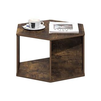 Furinno Simple Design Table Basse, Table Basse hexagonale Moderne avec &eacute;tag&egrave;re Ouverte, Table dappoint Verticale ou Horizontale, pour Salon, Chambre, Bureau, 