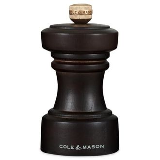 Cole & Mason Hoxton Moulin &agrave; Sel, Broyeur en C&eacute;ramique, Bois de H&ecirc;tre, Mouture R&eacute;glable, Moulin &agrave; &Eacute;pices Rechargeable, Manuel, 10,4 cm