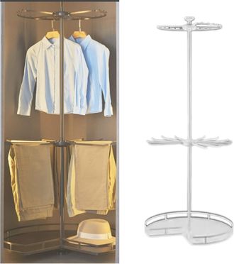 Generic Um 360&deg; Drehbarer Kleiderst&auml;nder, Drehbarer Kleiderst&auml;nder for Begehbaren Kleiderschrank, Robuster Eck-Aufbewahrungsorganisator Aus Metall, H&ouml;henverst