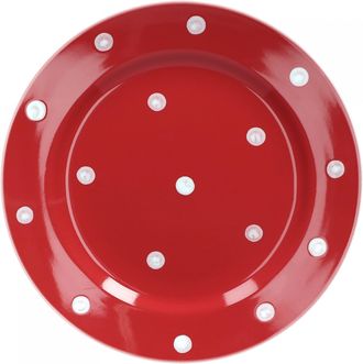 Van Well Emily Kuchenteller rot-weiß gepunktet, rund Ø 200 mm, Steingut Teller rund, Dessertteller