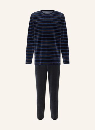 Schiesser Schlafanzug Casual Nightwear Aus Nicki blau