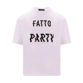 Dsquared2 Baumwoll-T-Shirt mit Print - - Tops - Herren - Wei&szlig; - L