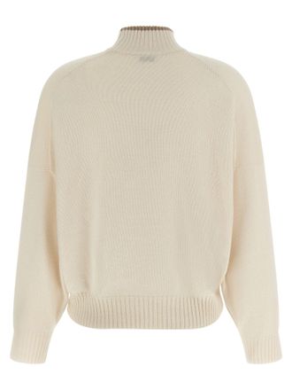 Brunello Cucinelli Heraldic Embroidery Cashmere Sweater - Cream